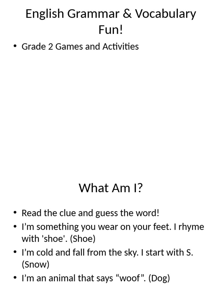 English Grammar Vocabulary Fun Grade2 Extended | PDF
