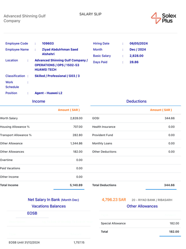 Salary Slip Format for Employees | PDF | Expense | Working Conditions