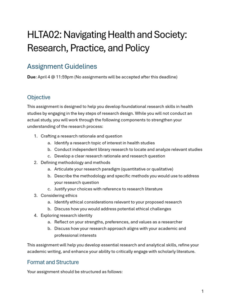 HLTA03 - Assignment Guideline | PDF | Methodology | Intelligence