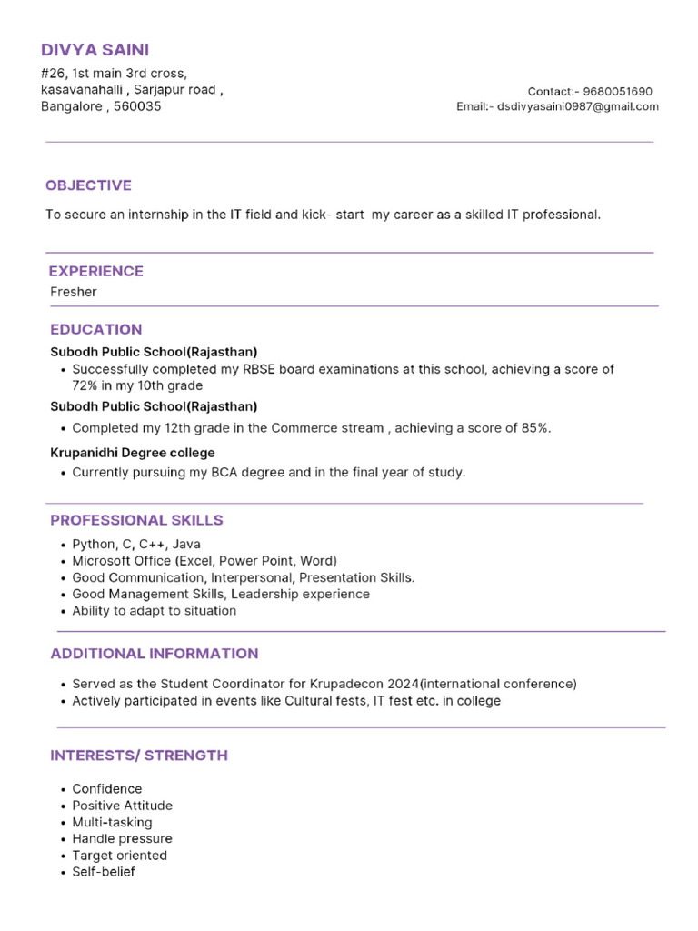 Divya Resume | PDF