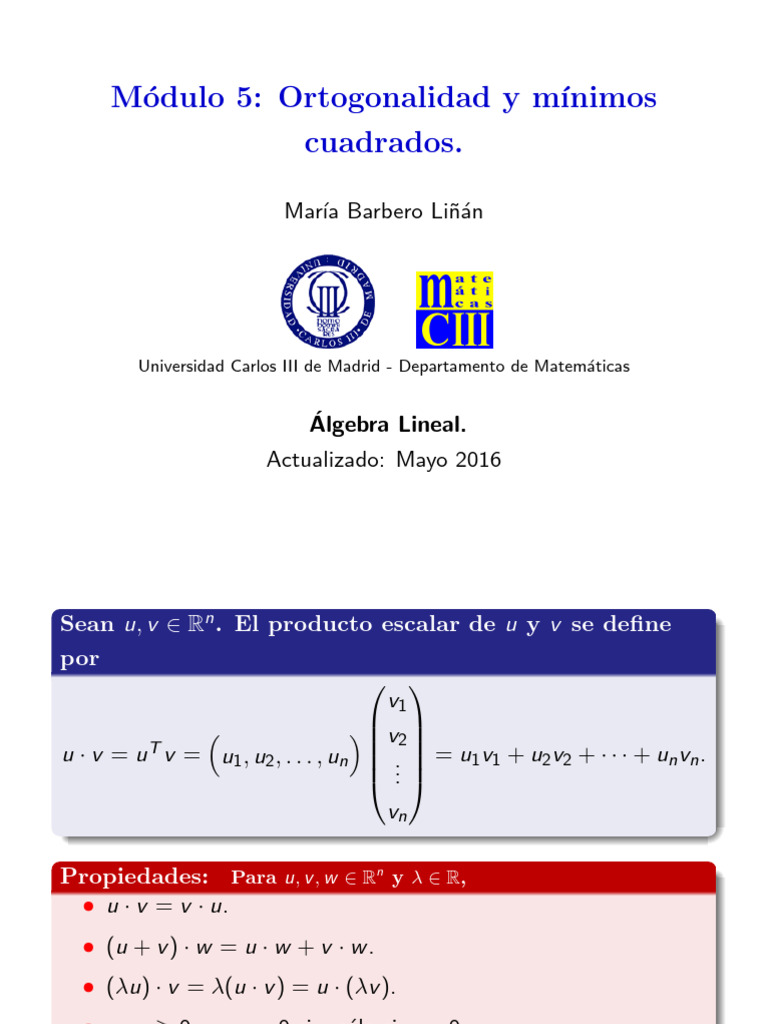 Modulo5 Algebra | PDF | Base (álgebra lineal) | Ortogonalidad
