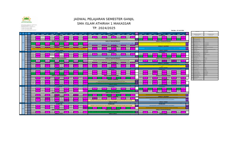 Jadwal Pelajaran Ganjil 2024-2025 Fix 2 | PDF