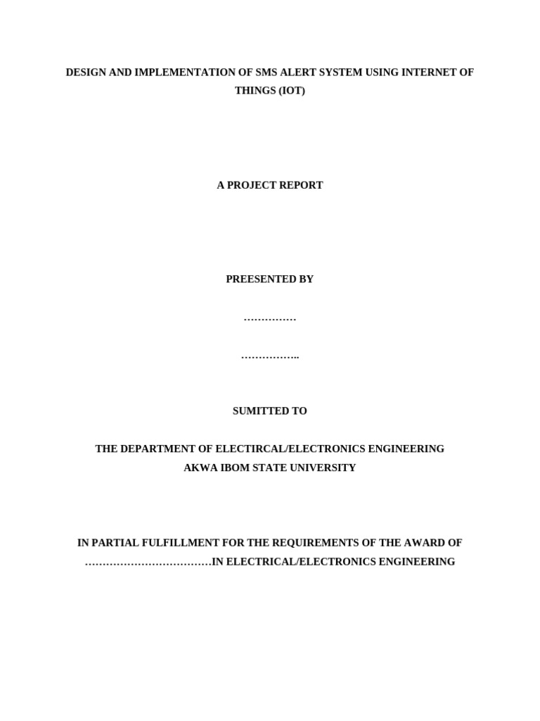 Design and Implementation of SMS Alert System Using Internet of Things ...