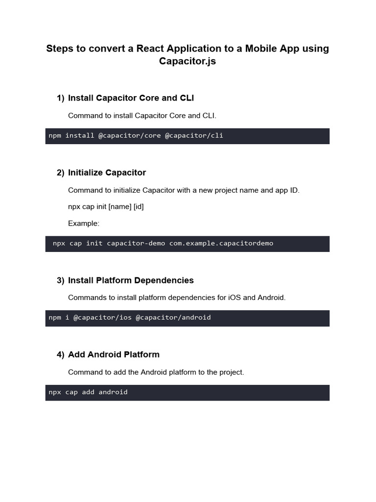 Converting A React Application To A Mobile App Using Capacitor - Js | PDF