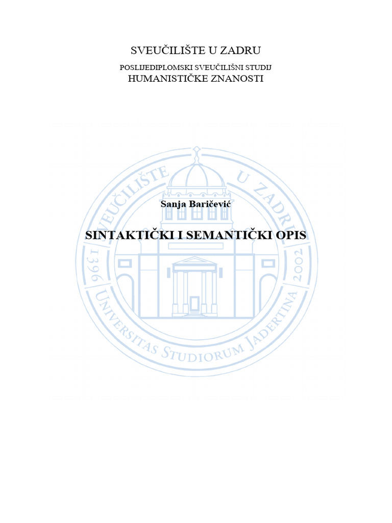 Baricevic - Doktorski Rad o Prostornim Adverbijalima | PDF