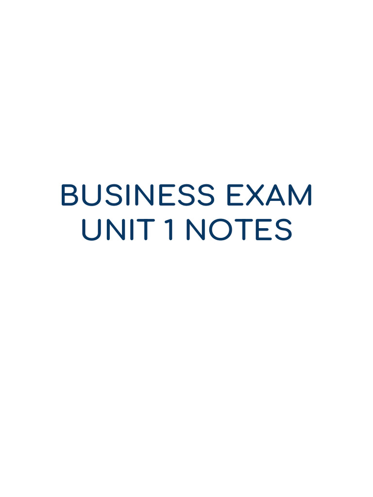 Understanding Business Activity - Unit 1 | PDF | Entrepreneurship ...