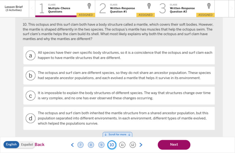 Amplify Curriculum Science Middle School Evolutionary History Lesson 4. ...