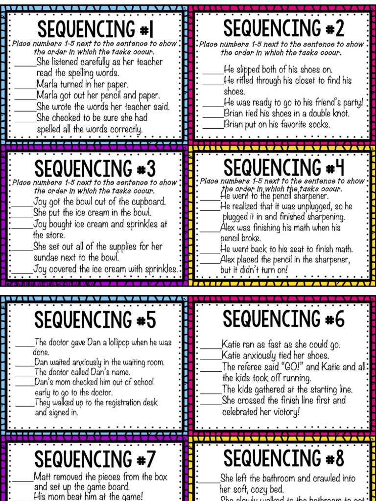 Connor Michaud - Sequencing Task Cards | PDF