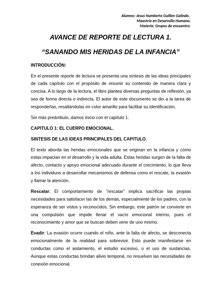 Avance de Reporte de Lectura 1 | PDF | Las emociones | Comportamiento