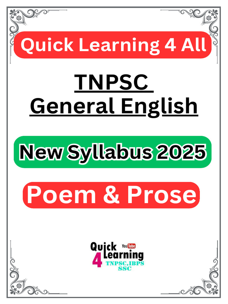 TNPSC Poem Prose 2025 New Syllabus | PDF | Poetry
