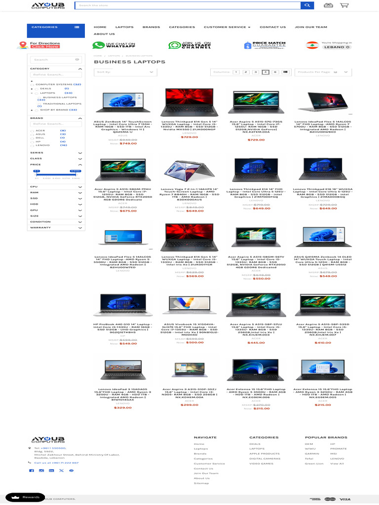 Business Laptops Ayoub Computers Lebanon | PDF | Laptop | Consumer Electronics