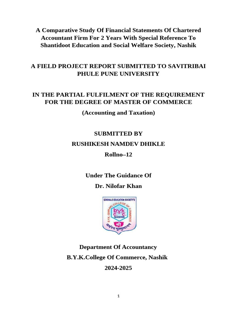 field_project_final modified | PDF | Equity (Finance) | Expense