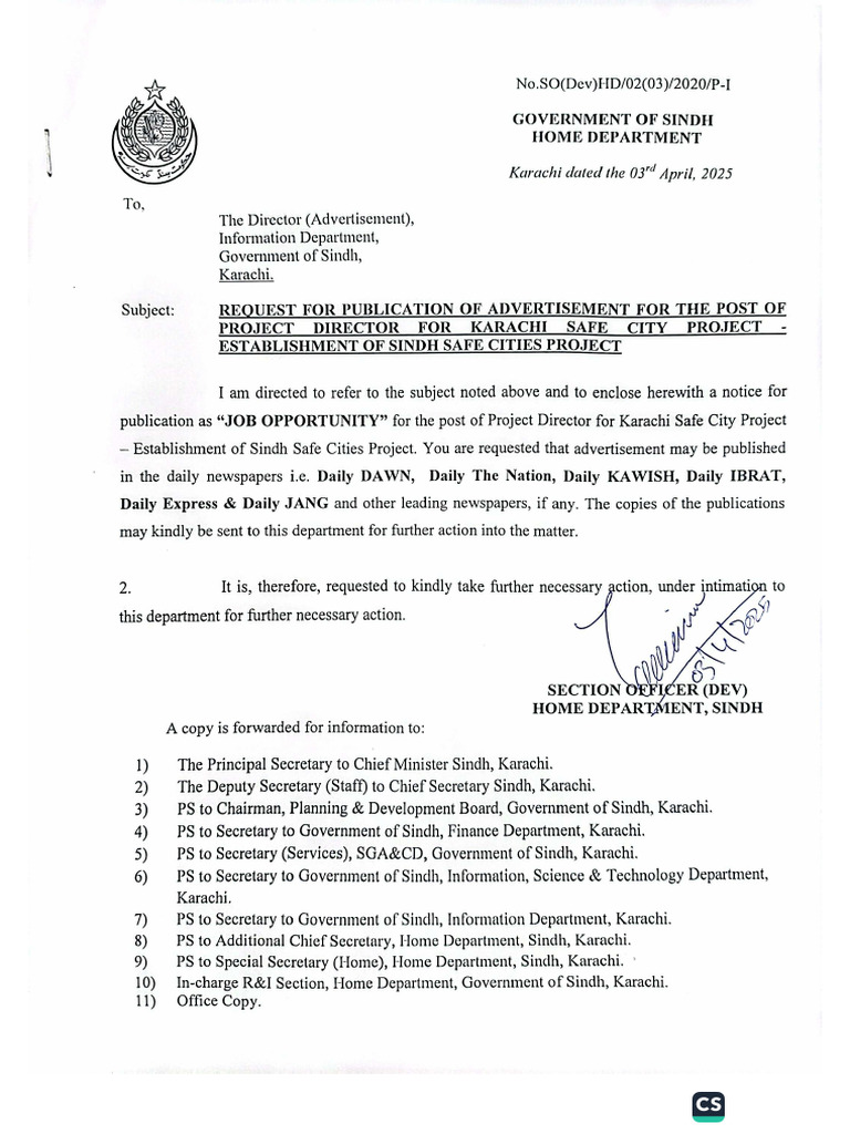 Project Director of Karachi Safe City Project | PDF