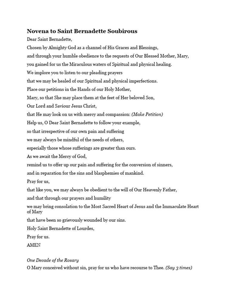 Novena-to-Saint-Bernadette-Soubirous | PDF