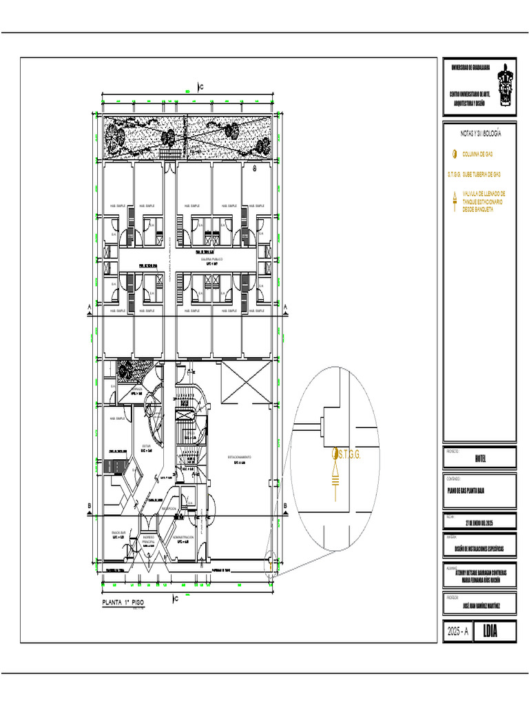 Plano de Gas para Hotel 2025 | PDF | Ingeniería hidráulica | Plomería