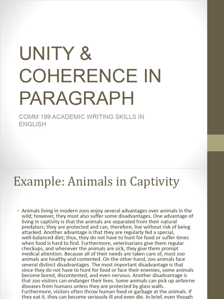 Unity and Coherence in Paragraph.pptx | PDF | Syntax | Grammar