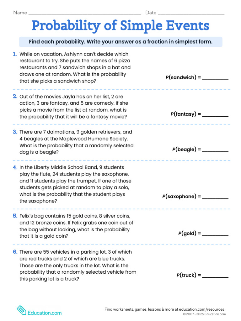 Probability of Simple Events | PDF