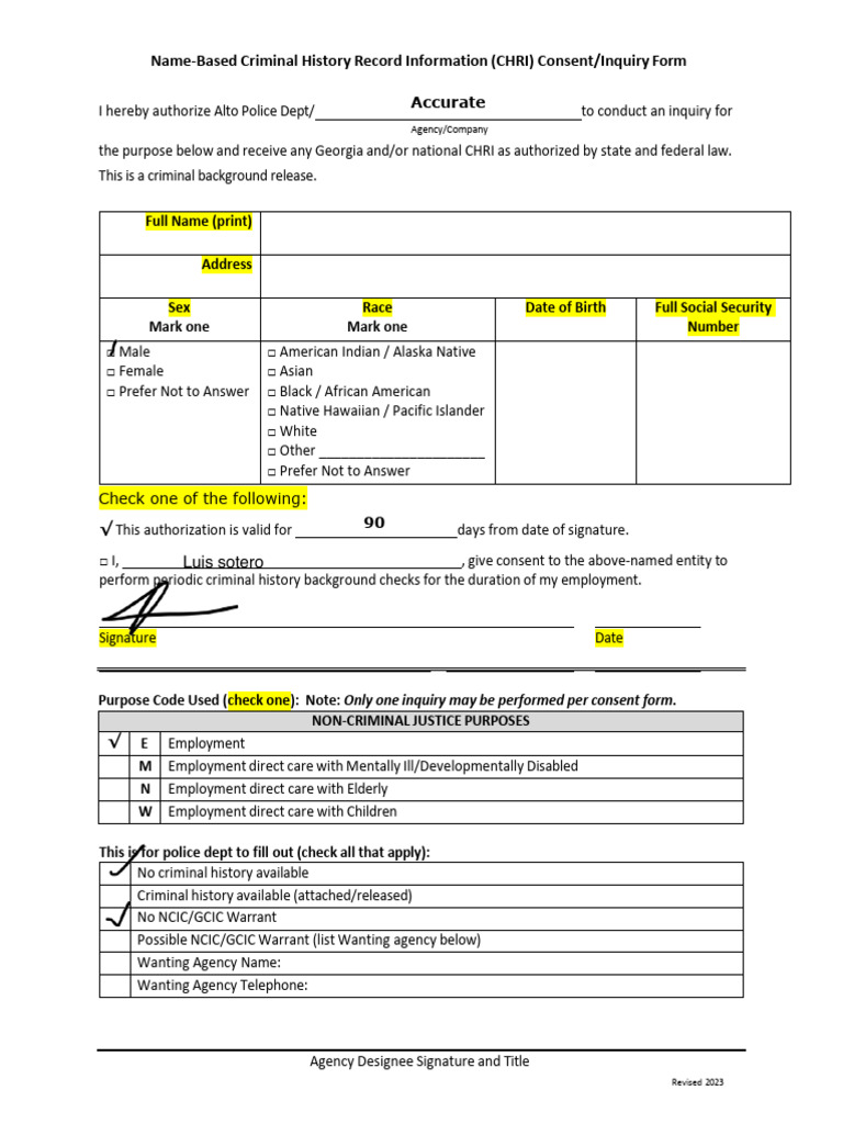 F Georgia Statewide Criminal History Consent Form 10.26.23 2 | PDF