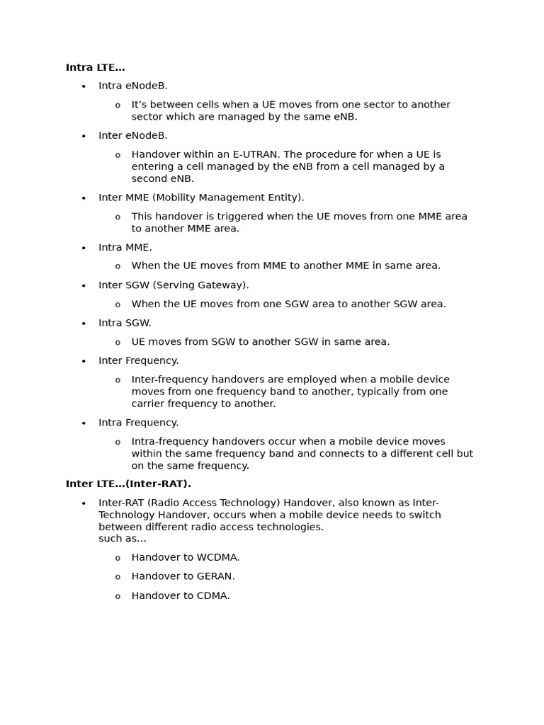 Handover Types in LTE | PDF