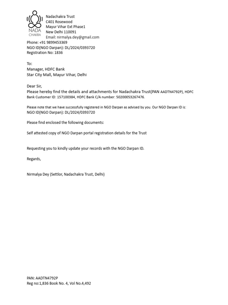 Nadachakra Cover Letter | PDF