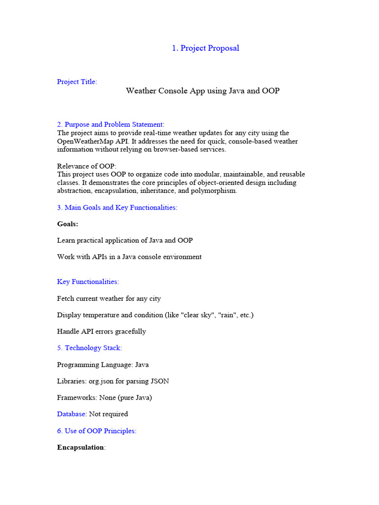Java Weather Console App Proposal | PDF