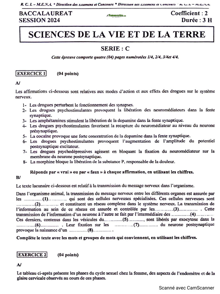 Bac 2024 Sujet SVT Tle C by Tehua | PDF