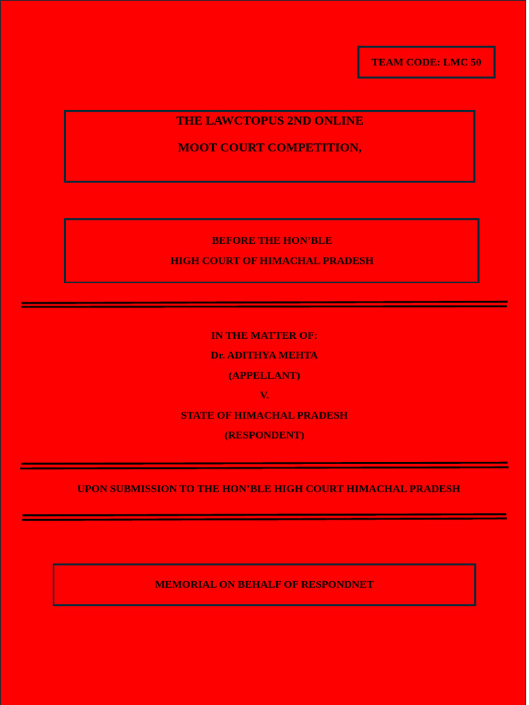 Law Octopus Moot Court ( D )[1] | PDF | Evidence (Law) | Circumstantial ...