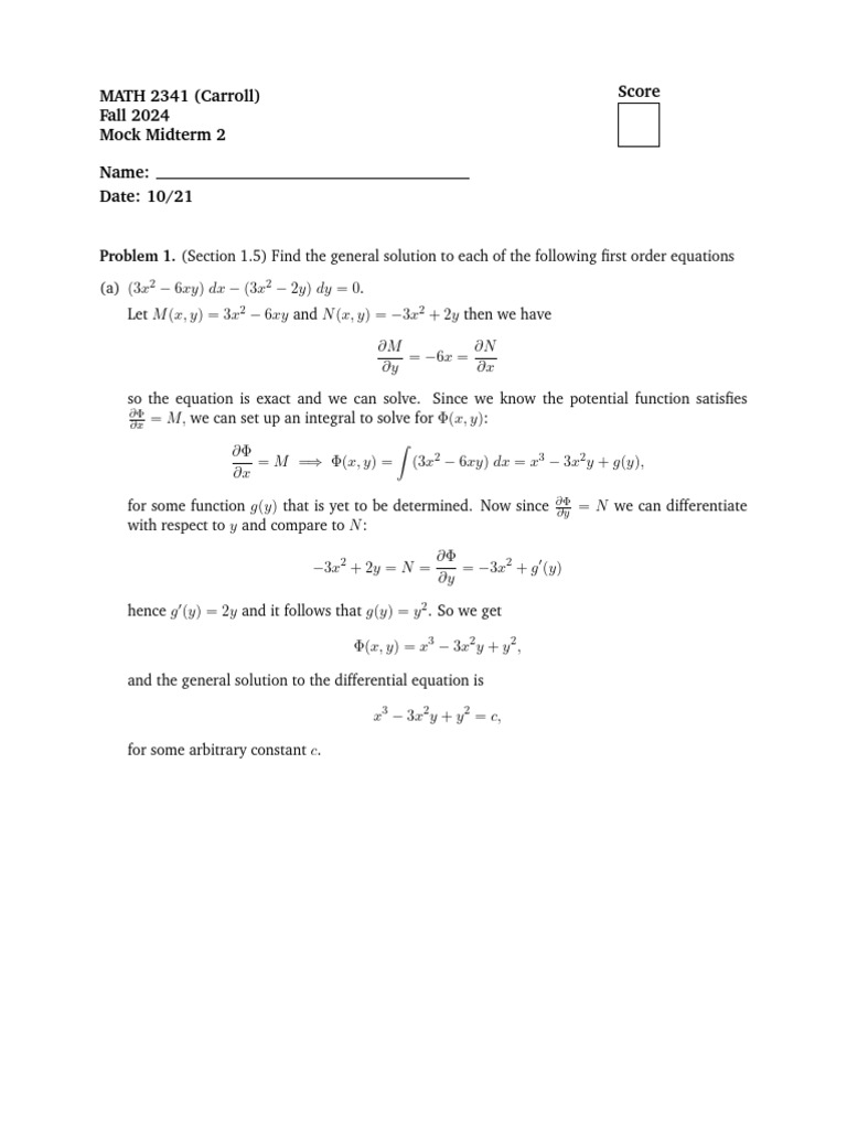 Mock Midterm 2 Solutions | PDF | Resonance | Calculus