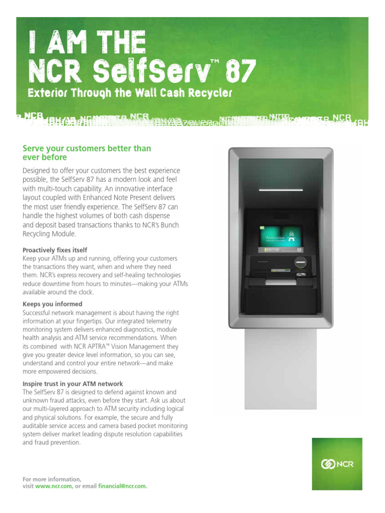 16fin4890 A NCR Selfserv 87 Ds | PDF | Automated Teller Machine | Printer (Computing)