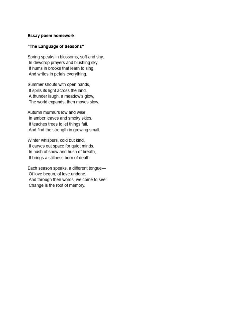 The Language of Seasons: An Essay Poem | PDF