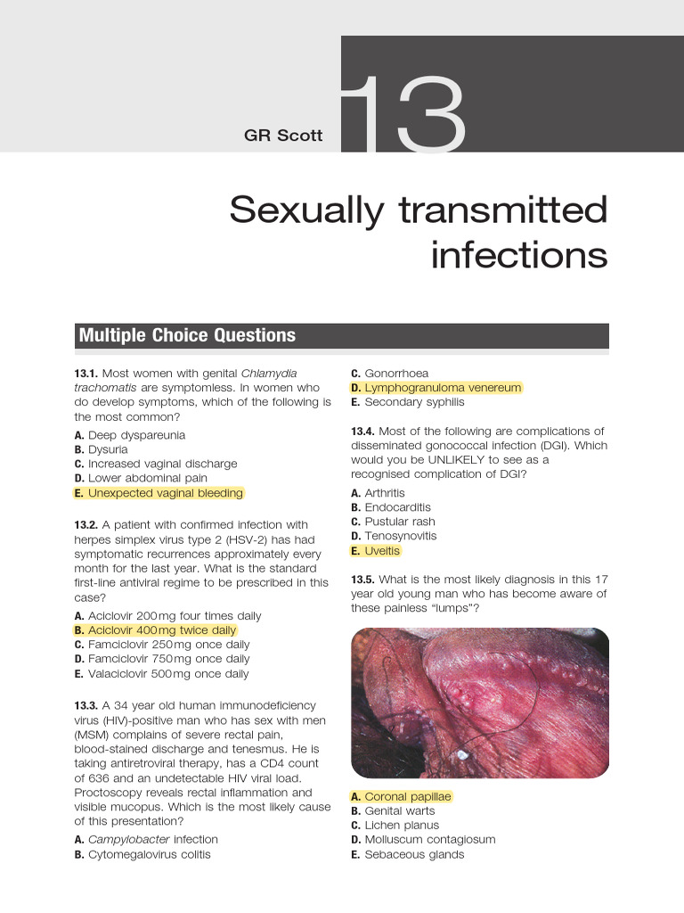 STI Complications and Diagnosis Quiz | PDF | Sexually Transmitted ...