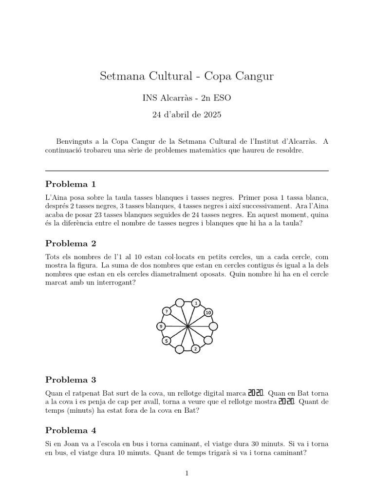 Copa Cangur 2n ESO | PDF