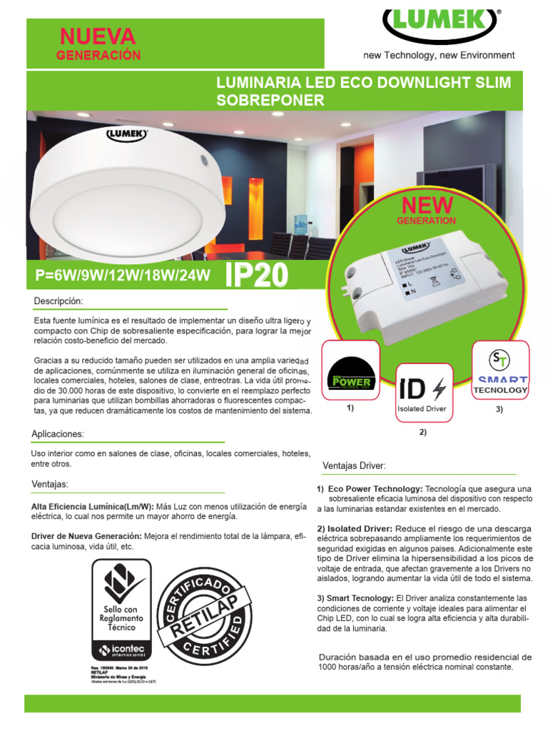 Led Eco Downlight Slim Sobreponer Redondo Lumek | PDF | Ingenieria ...