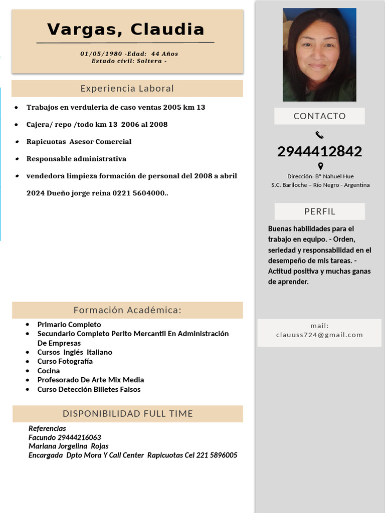 Vargas, Claudia Alejandra CV | PDF