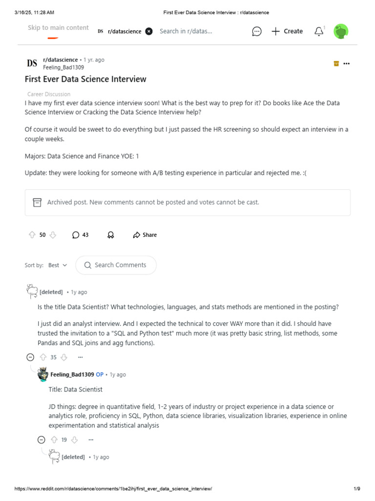 First Ever Data Science Interview - R - Datascience | PDF | Analytics ...