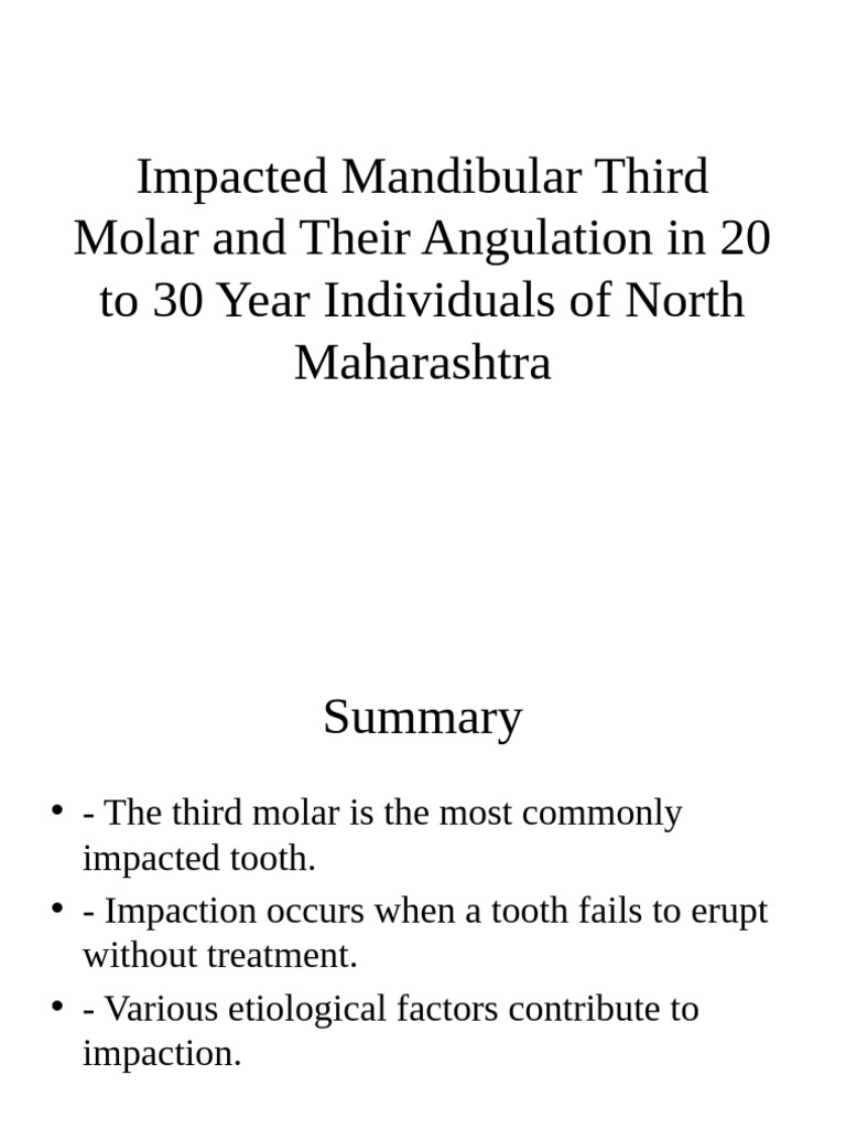 Impacted Mandibular Third Molar | PDF | Medical Diagnosis | Data