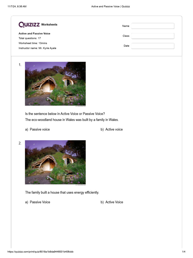 Active vs Passive Voice Worksheet | PDF | Language Mechanics | Linguistics