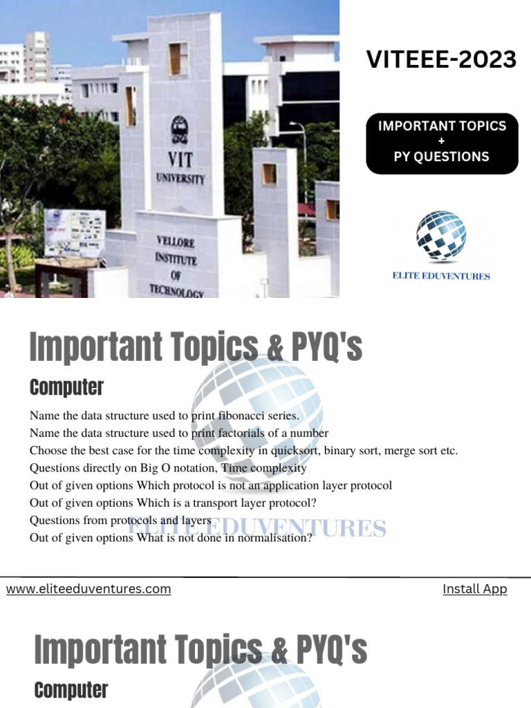 VIT MCA (PYQ+IMP Topics) | PDF