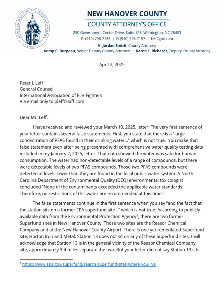 IAFF Reply Letter - April 2 2025 | PDF | Mold | United States ...