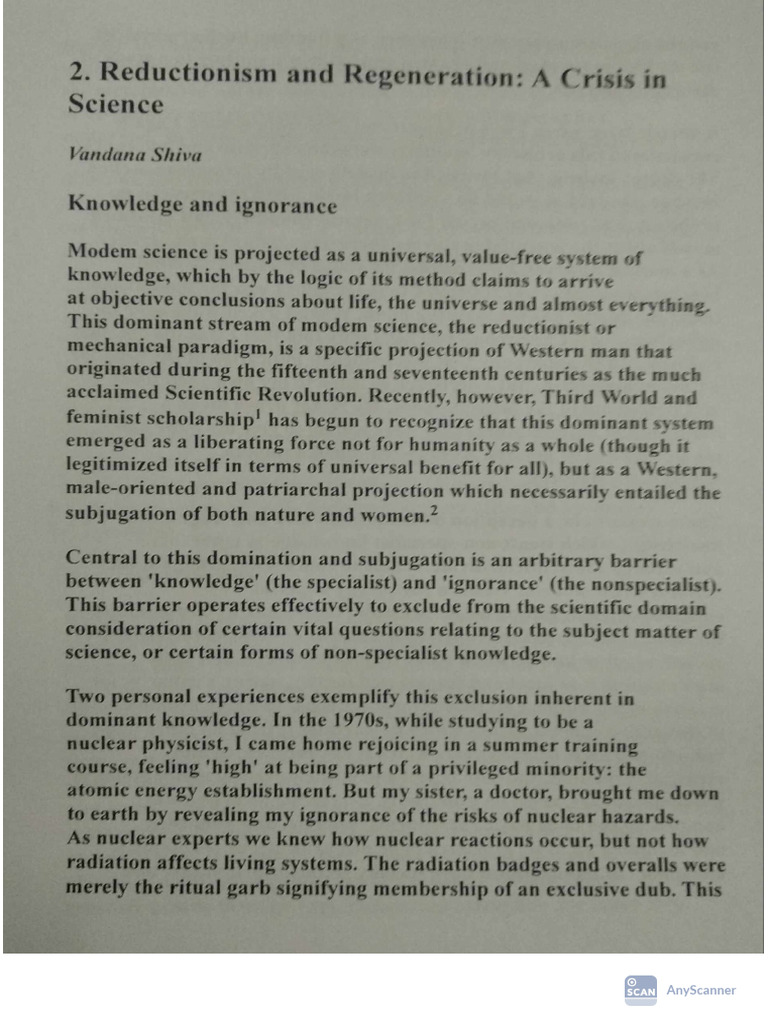 Vandana Shiva 'S Reductionism ®eneration | PDF