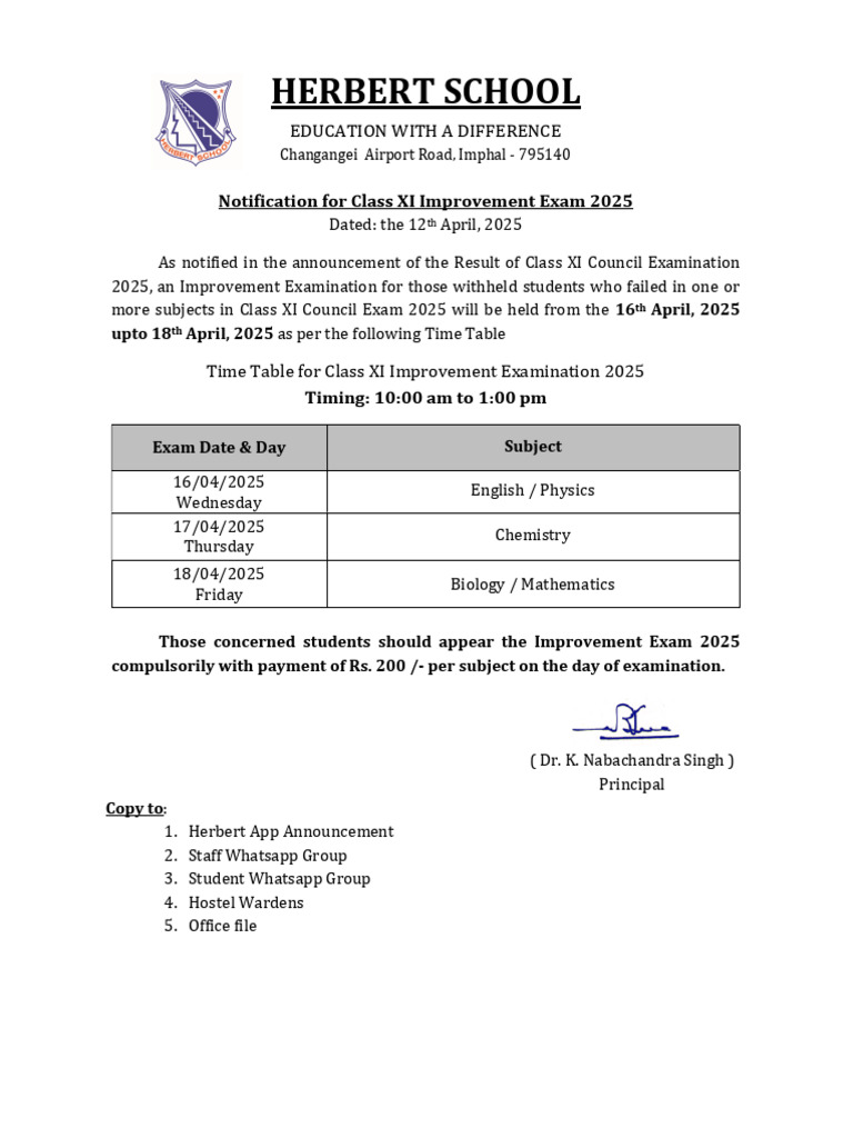 Notice For Class XI Withheld Student | PDF