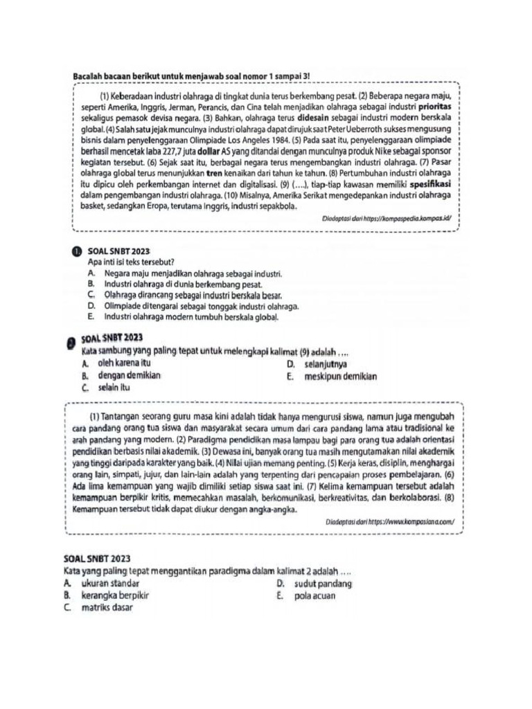 SNBT 1 | PDF