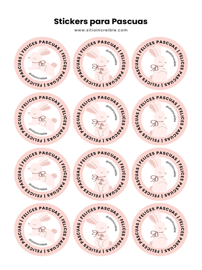 Documento A4 Stickers Felices Pascuas Ilustrado Rosa | PDF
