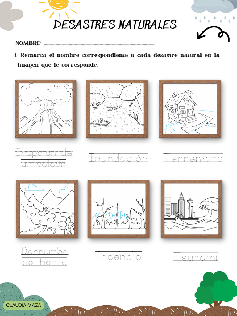 Ficha de Los Tipos de Desastres Naturales | PDF