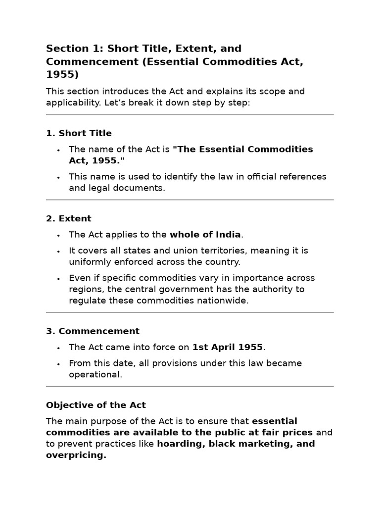 Overview of the Essential Commodities Act | PDF | Aiding And Abetting | Fine (Penalty)