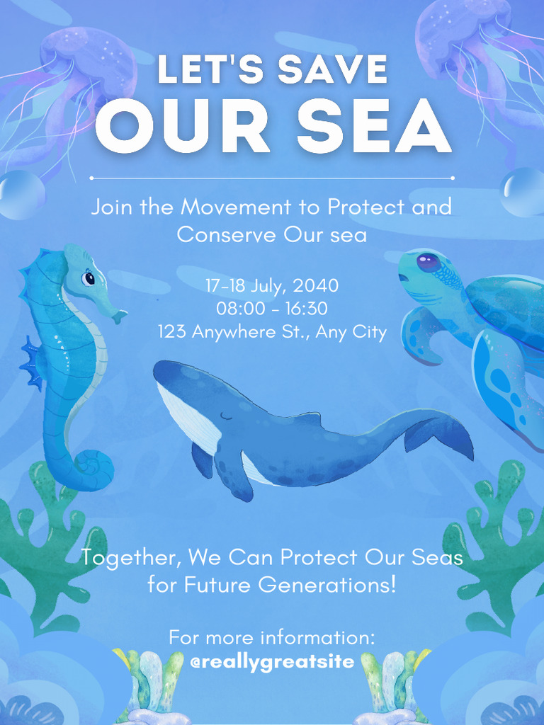 Blue Illustrative Let's Save Our Sea Poster - 20250416 - 163750 - 0000 ...