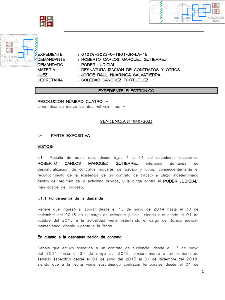 Sentencia Laboral - Carlos Marquez | PDF | Derecho laboral | Jurisdicción