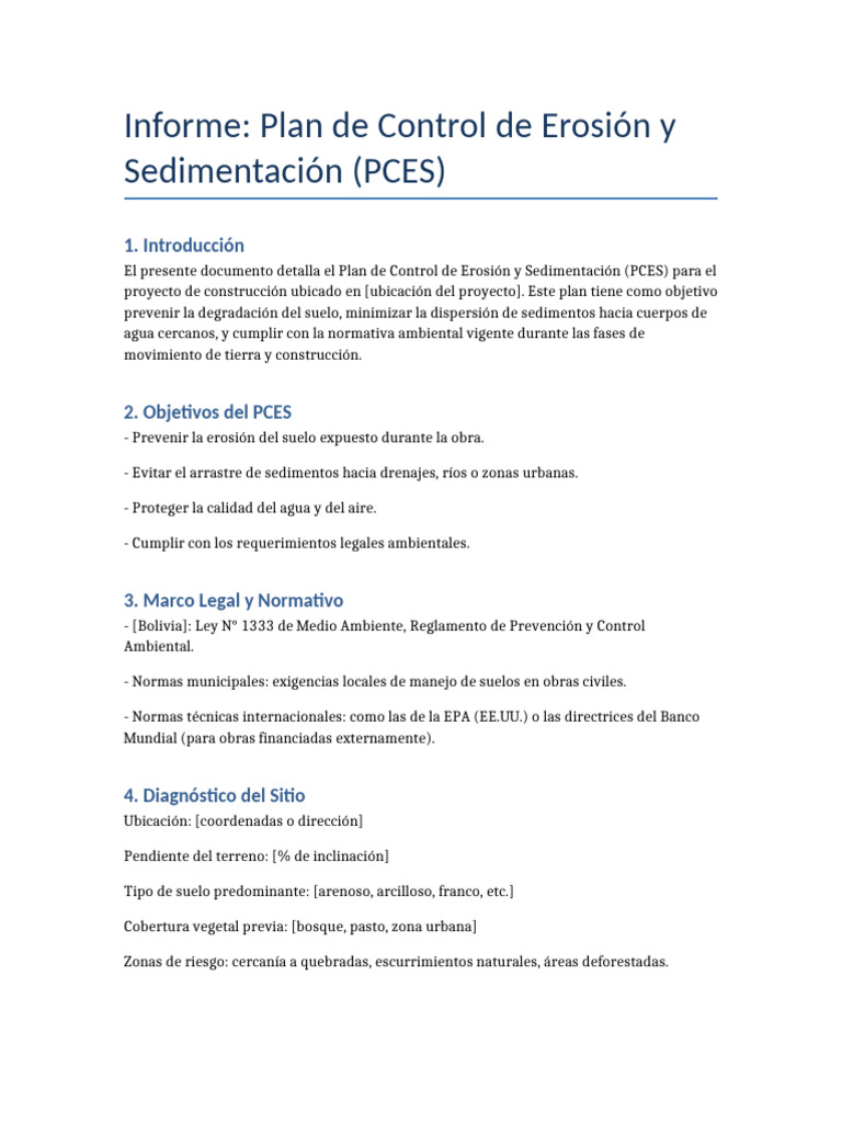 Informe_PCSE_Plan_Control_Erosion_Sedimentacion | PDF | Erosión | Entorno natural
