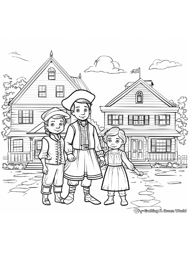American Colonial Daily Life Coloring Pages 3 | PDF