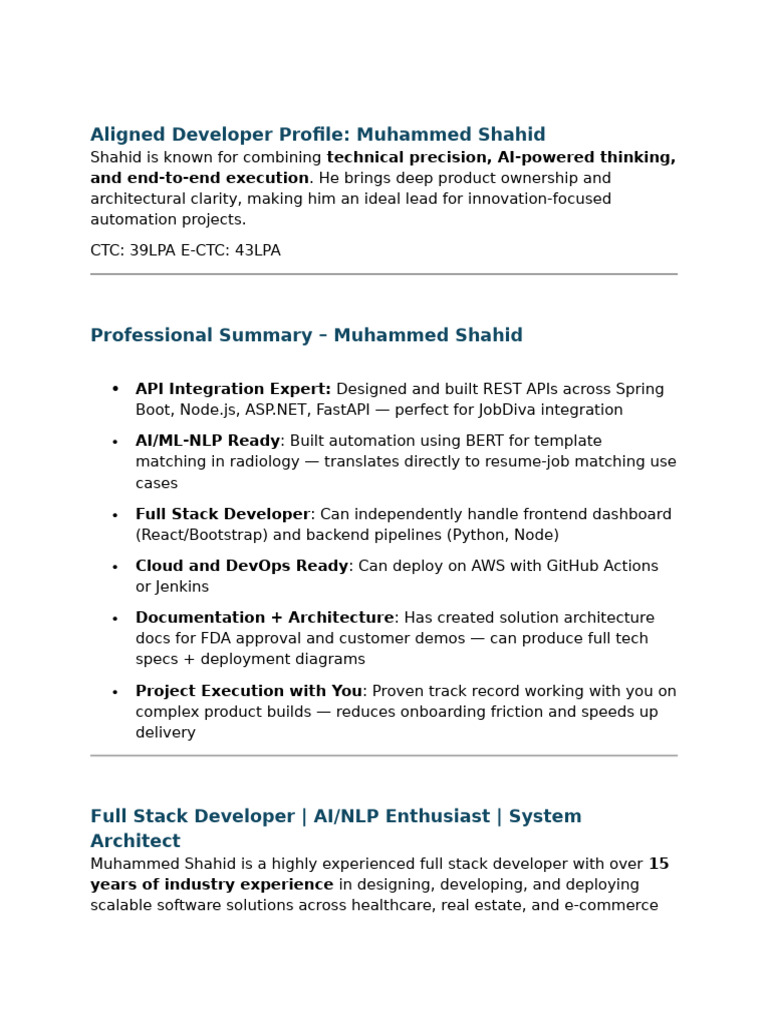 Aligned Developer Profile | PDF | Cloud Computing | Information Technology
